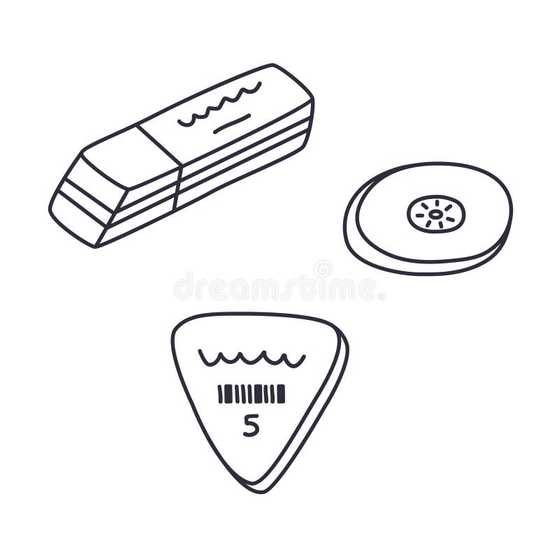 Cute Doodle Set of Pencil Erasers for School, Work and Study in ...