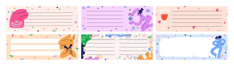 Cute Doodle Style Papers, Horizontal Page Designs for Notepad, Notebook ...