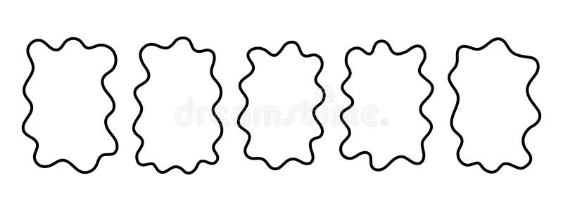 Cute Doodle Wavy Frames. Abstract Wiggly Psychedelic Forms Stock ...