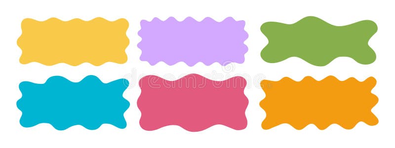 Cute Doodle Wavy Rectangular Shapes. Colorful Abstract Psychedelic ...
