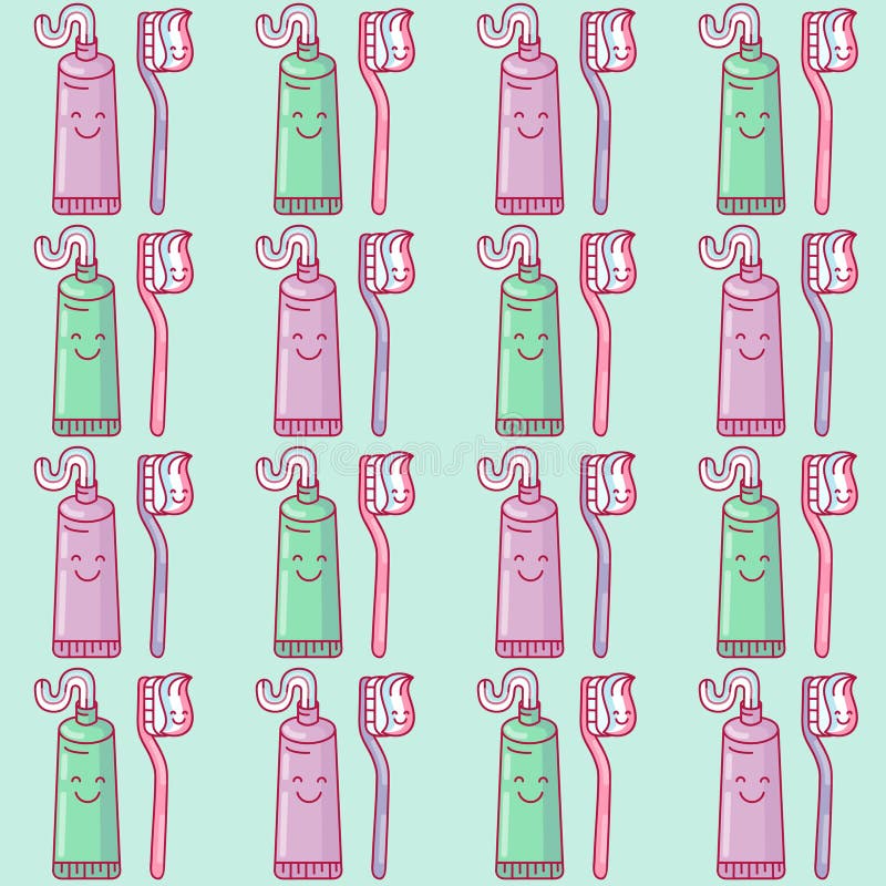 Cute Doodling Vector Pattern with Toothbrushes. Stock Vector ...