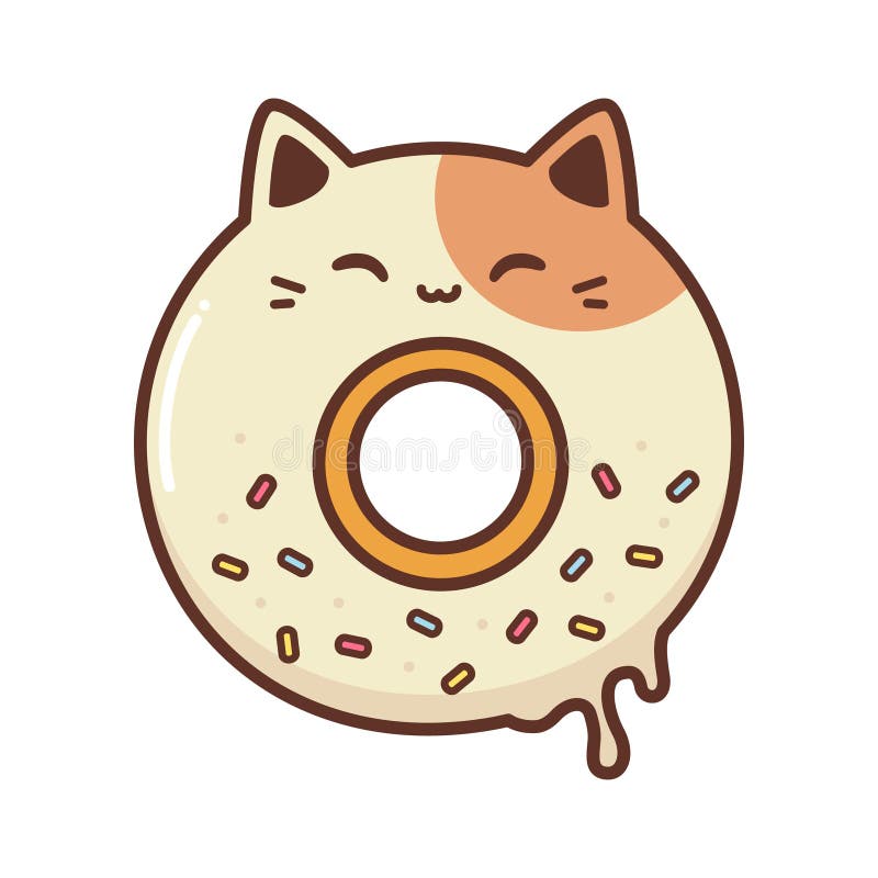 Cute Doughnut in Cat Shape Illustration Character Stock Vector ...