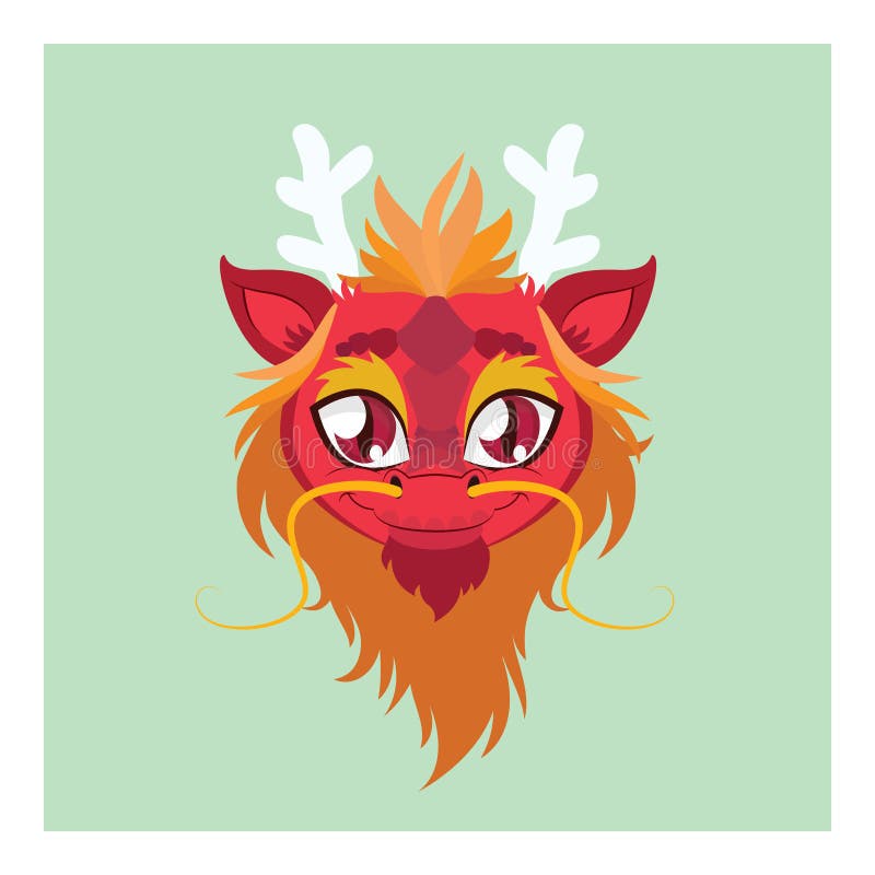 Cute Dragon Avatar with Flat Colors Stock Vector - Illustration of mane ...