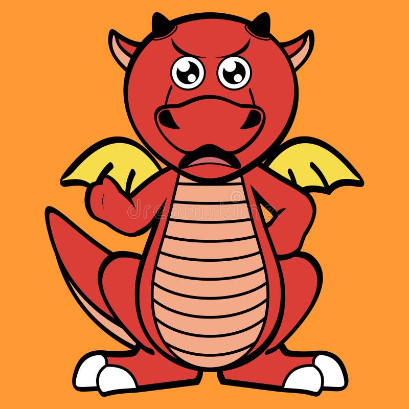 Cute Dragon Character Cartoon Kawaii Expression Illustration Stock ...