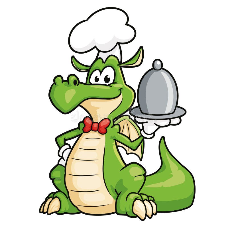 Cute dragon chef stock vector. Illustration of happy - 147488267