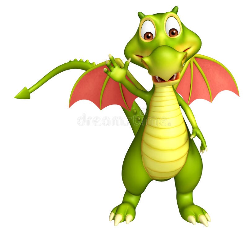 Cute Dragon Cartoon Character with Book Stack Stock Illustration ...