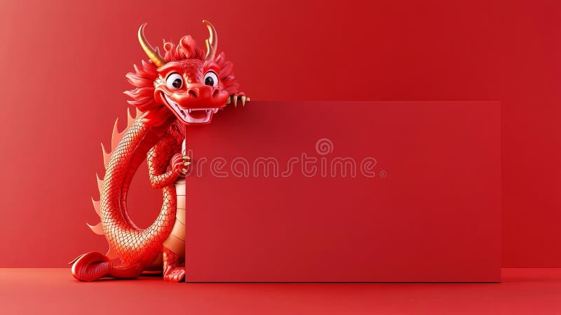 A Cute Dragon Holding a Red Envelope, Forming the Top of a Blank Frame ...
