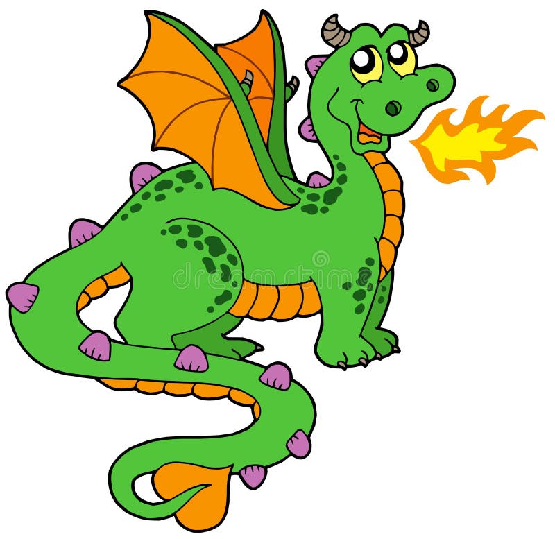 Cute dragon with long tail stock vector. Illustration of animal - 10702201