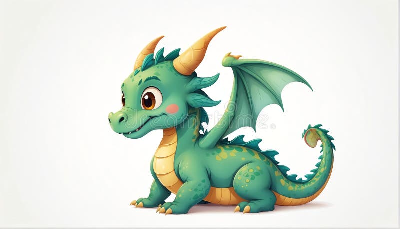 Cute Dragon on Plain White Ai Generated Stock Illustration ...