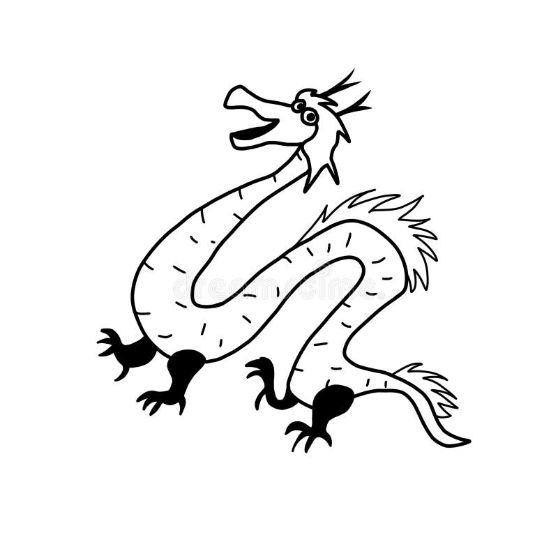 Cute Dragon with Smile in White Stock Illustration - Illustration of ...