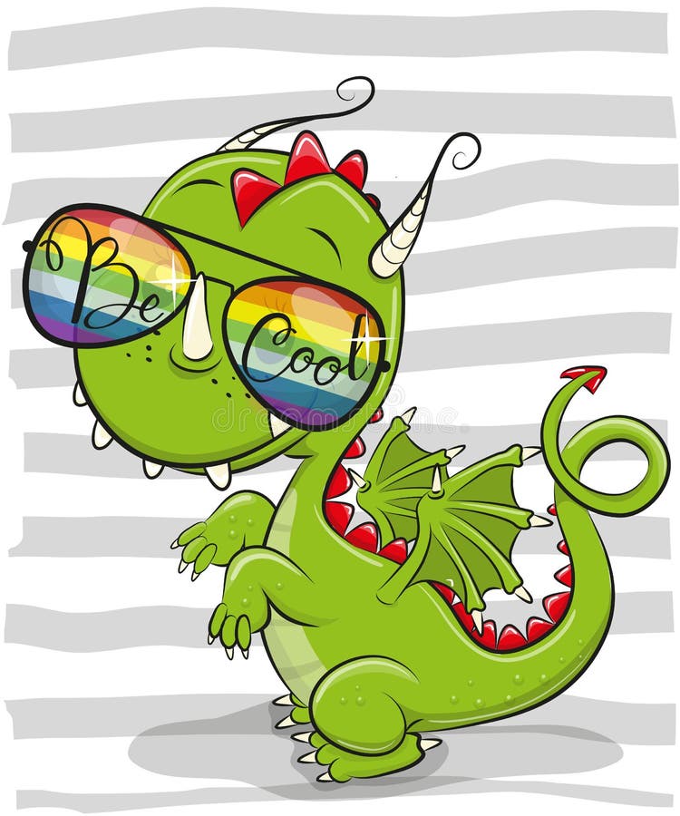 Cute Dragon with Sun Glasses Stock Vector - Illustration of beautiful ...