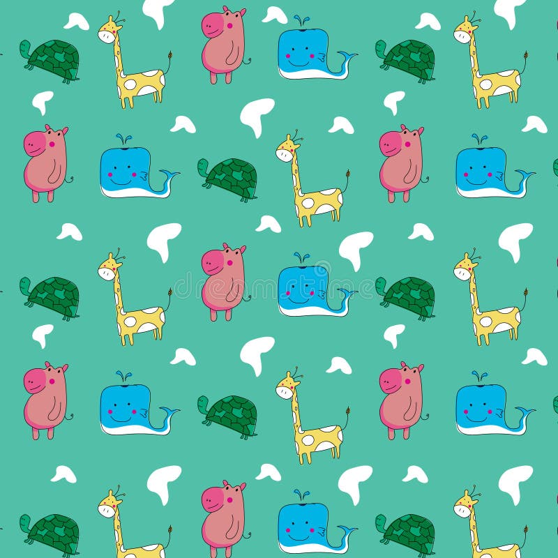 Cute Drawing Animal Pattern Design for Print Design Stock Illustration ...