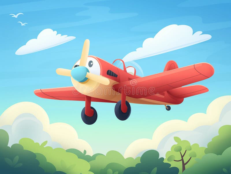Cute Drawing Plane in the Sky Stock Photo - Image of sketching, trip ...