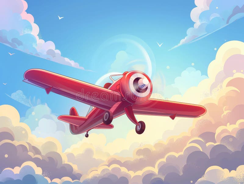 Cute Drawing Plane in the Sky Stock Photo - Image of wing, simple ...