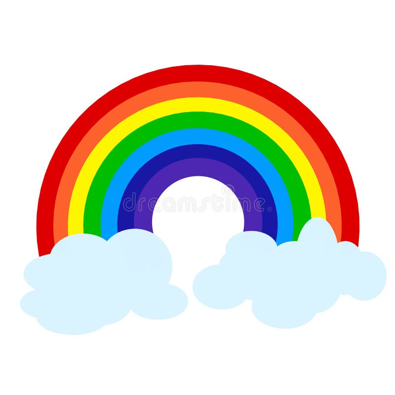 Cute Drawing of a Rainbow with 7 Vibrant Colours Stretched between 2 ...