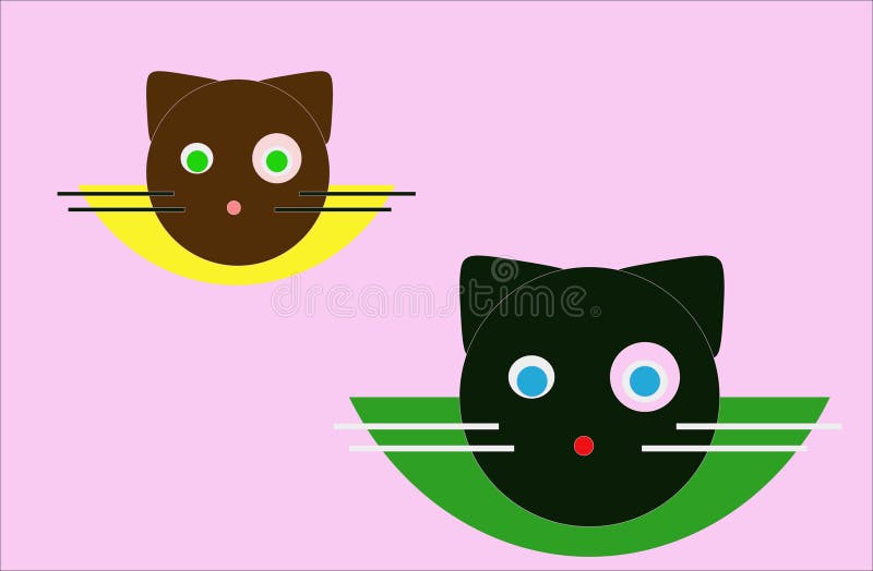 Cute Drawings of Cats, Multi-colored Sets on a Colored Background Stock ...