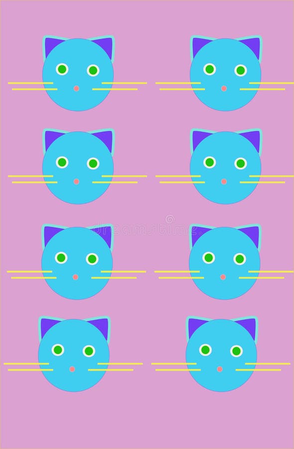 Cute Drawings of Cats, Multi-colored Sets on a Colored Background Stock ...