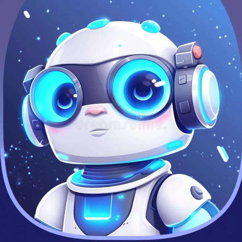 Cute & Dreamy Robot Icon in Space Stock Photo - Image of space ...