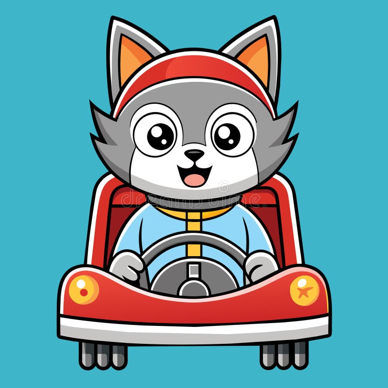 Cute Driver Cat Cute Antropomorphic Vector EPS Stock Vector ...