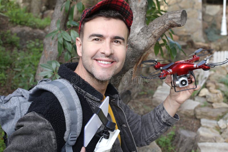 Drone Operator in Uniform Man Delivering Package Stock Image - Image of ...