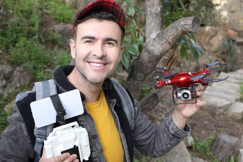 Cute Drone Operator in Nature Stock Photo - Image of cute, aerial ...