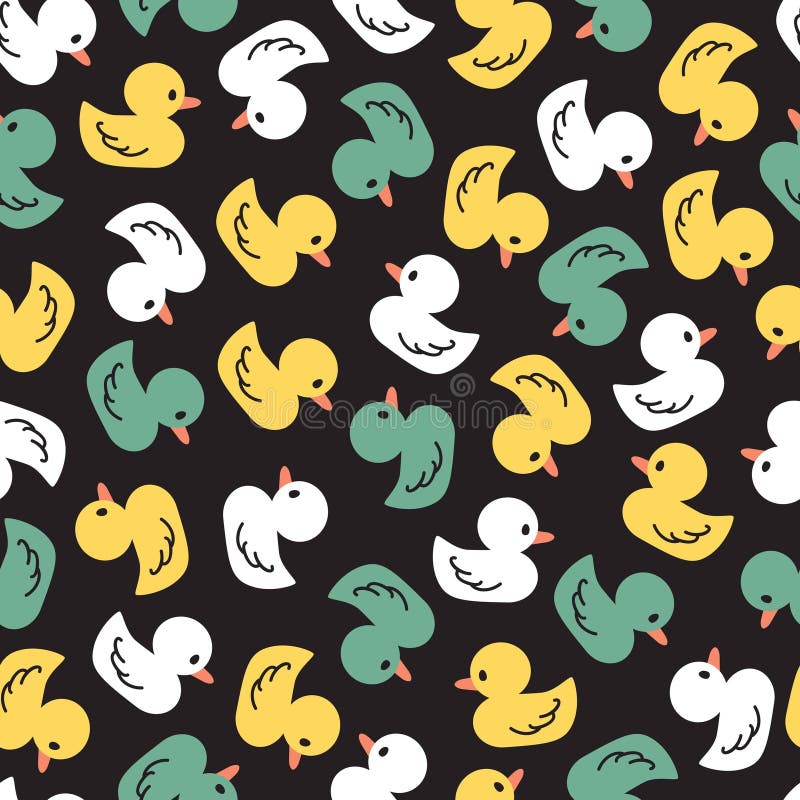 Cute Rubber Duck Vector Outline Seamless Pattern Stock Vector ...