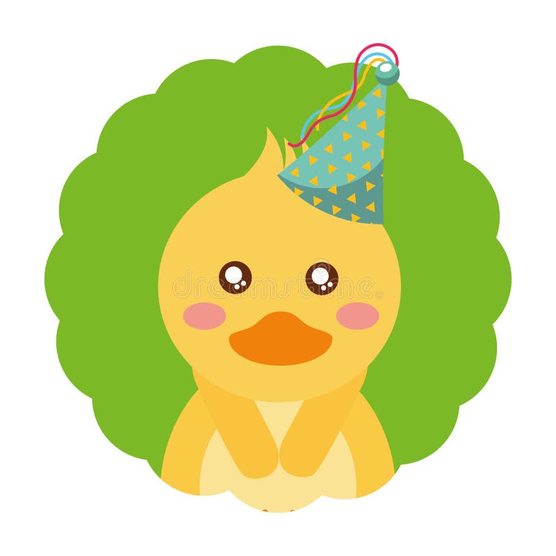 Duck in hat stock vector. Illustration of design, birthday - 52352569