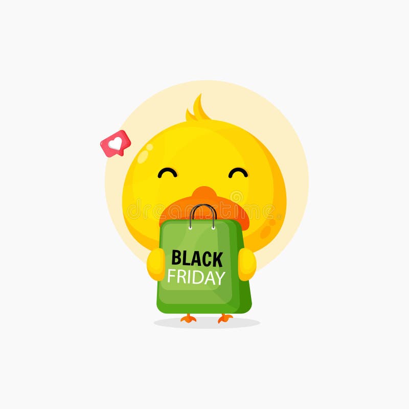 Cute Duck with Black Friday Bag Discount Stock Vector - Illustration of ...