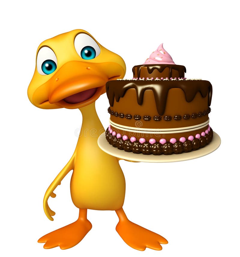 Cute Duck Cartoon Character with Pizza Stock Illustration ...