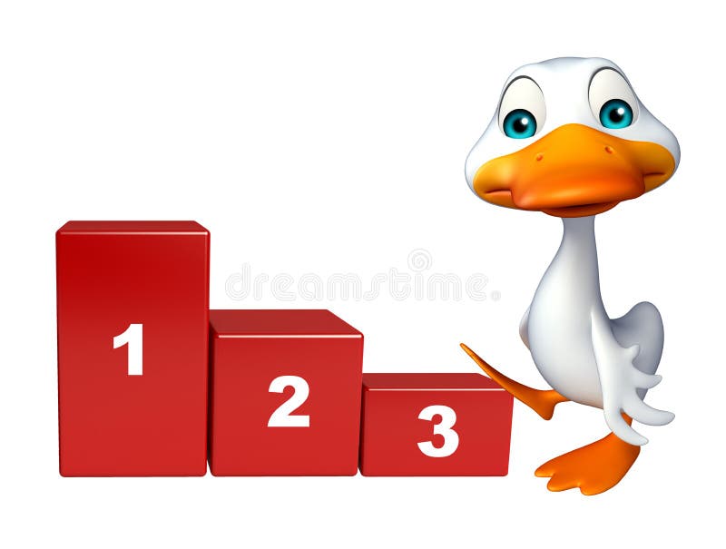 Cute Duck Cartoon Character with Level Stock Illustration ...