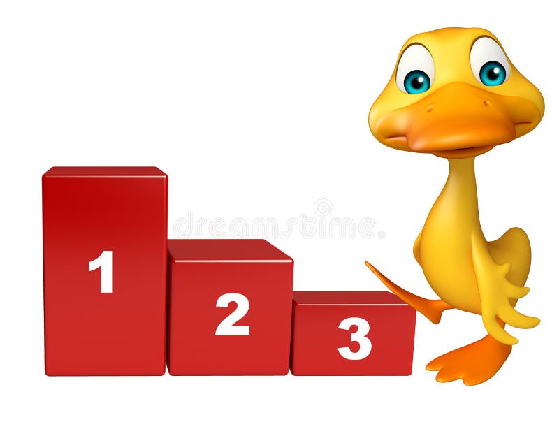 Cute Duck Cartoon Character with Level Stock Illustration ...