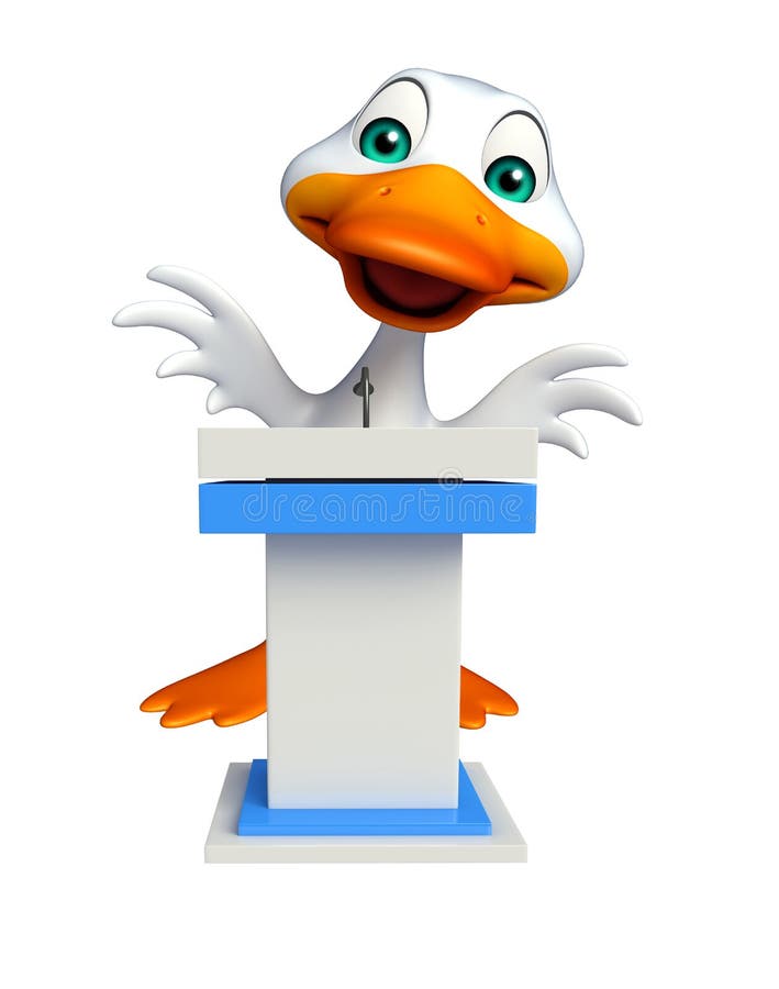 Cute Duck Cartoon Character with Speech Stage Stock Illustration ...