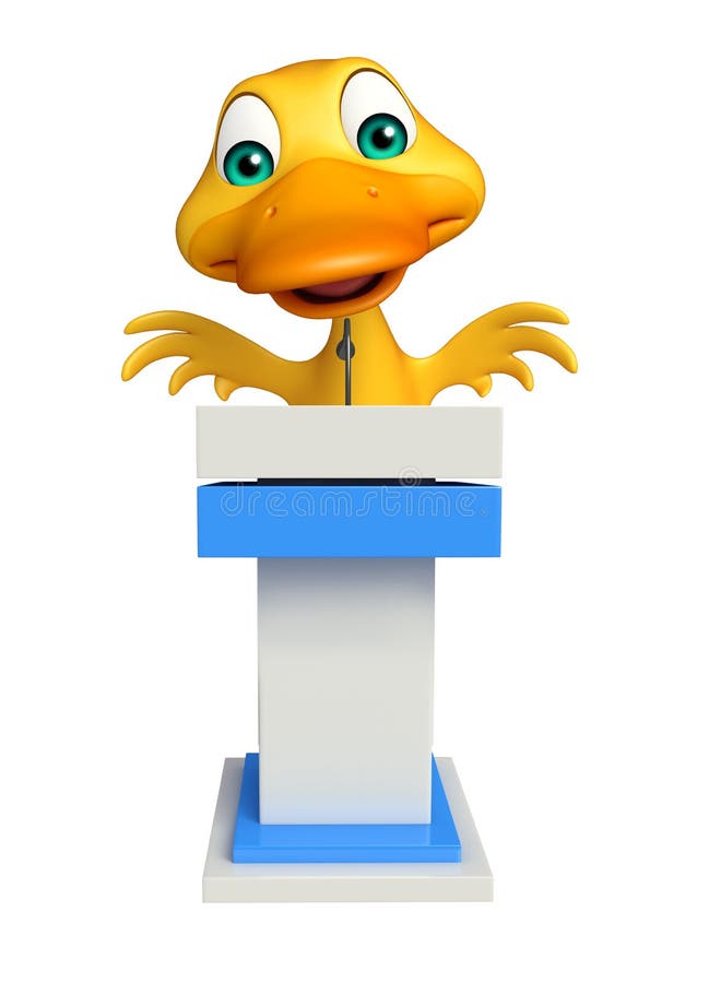 Cute Duck Cartoon Character with Speech Stage Stock Illustration ...