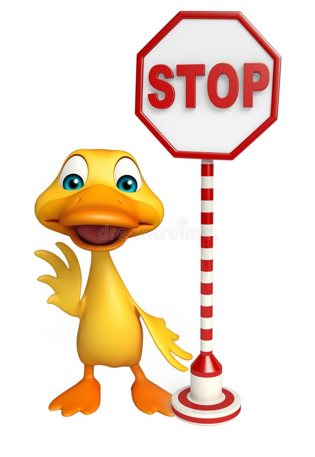 Cute Duck Cartoon Character Stop Sign Stock Illustrations – 14 Cute ...