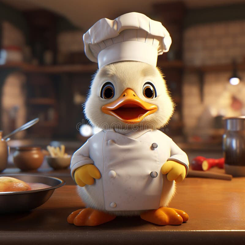 Cute Duck Cartoon Character Wearing Chef Uniform Stock Illustration ...
