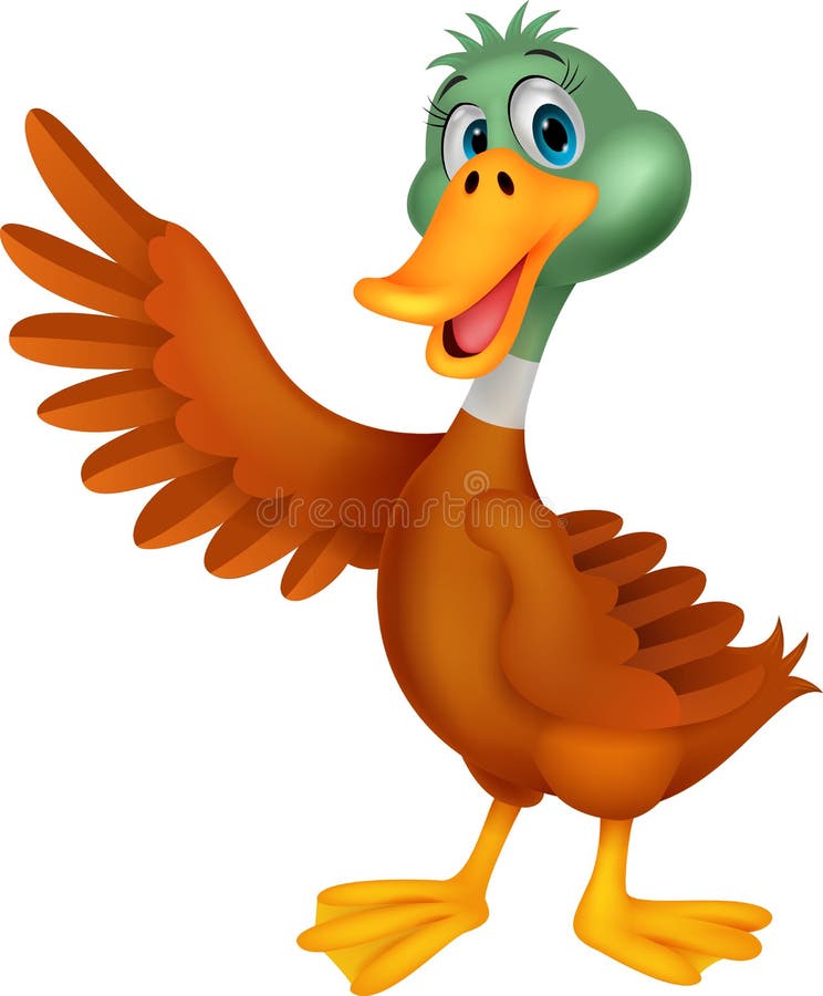 Cute duck cartoon waving stock vector. Illustration of white - 33230570