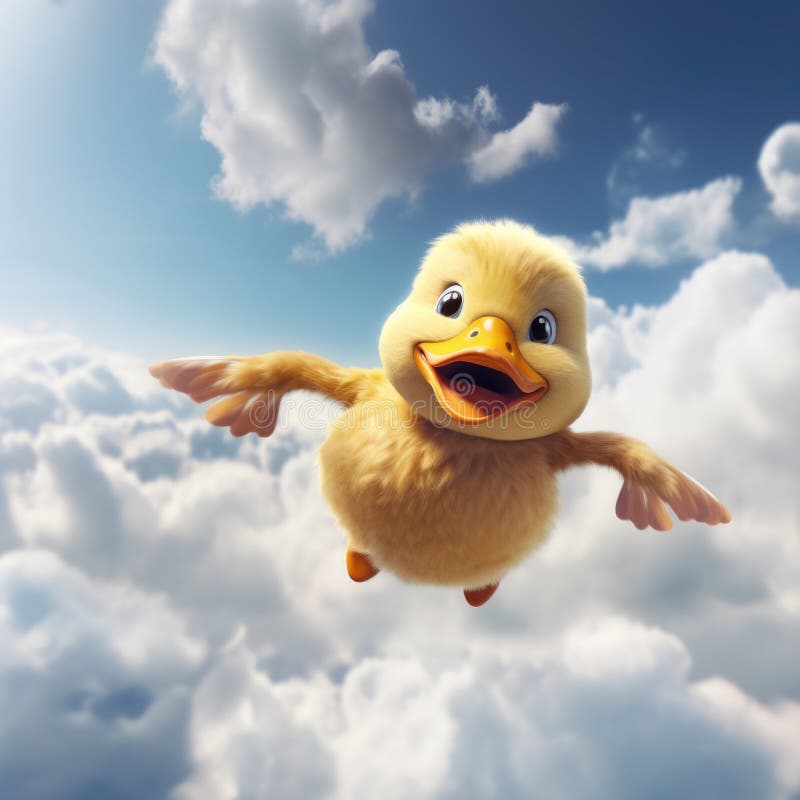 Cute duck flying sky stock illustration. Illustration of cute - 307935498