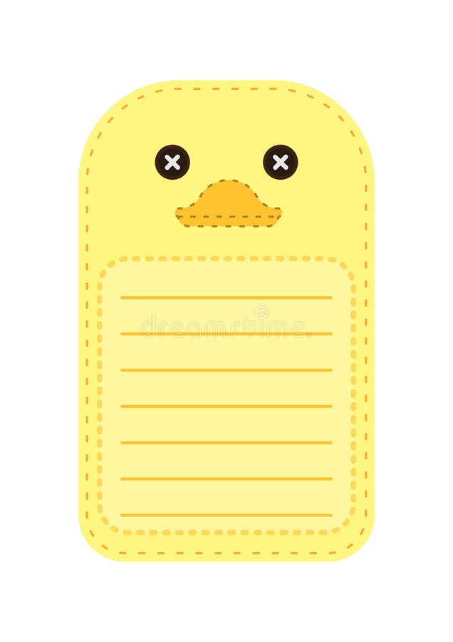 Cute Duck Note. Vector Illustration Decorative Design Stock Vector ...