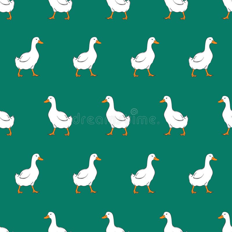 Cute Duck Seamless Pattern. Vector Birds Illustration Stock Vector ...