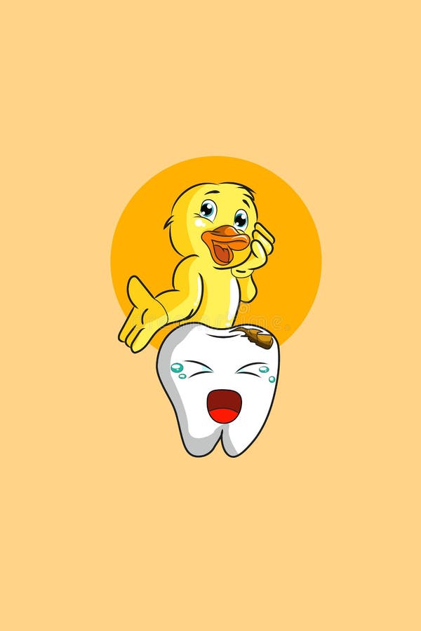 Cute Duck with Tooth Character Design Illustration Stock Vector ...
