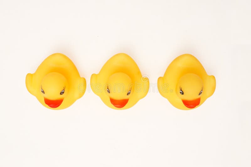 Cute Duck Toys on Isolated White Background Top View Stock Image ...