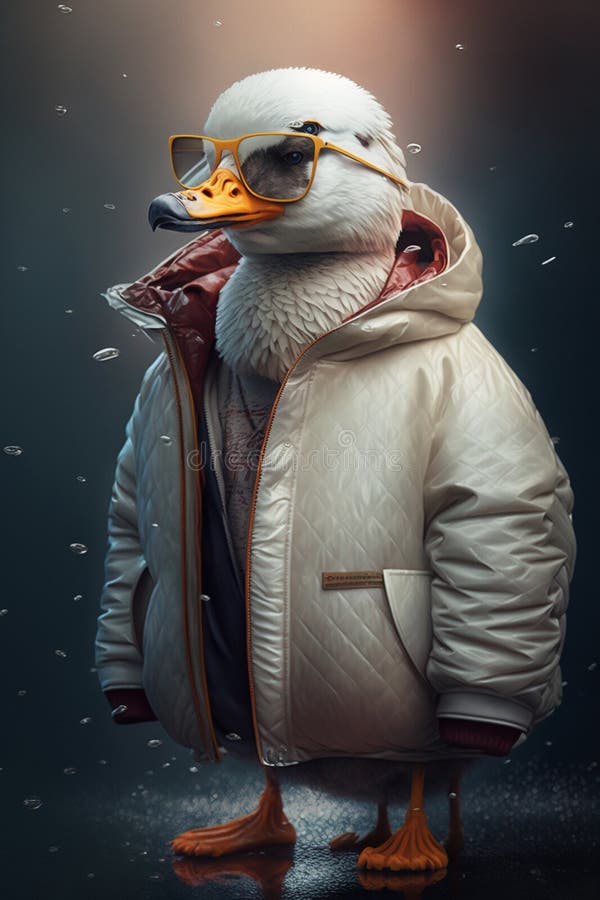 Cute Duck in a Warm Down Jacket and Glasses. AI Generated Stock ...
