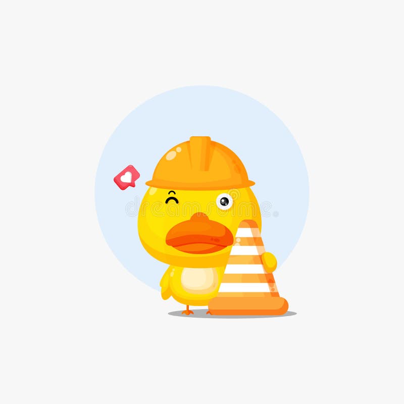 Cute Duck Working in Construction Stock Vector - Illustration of ...