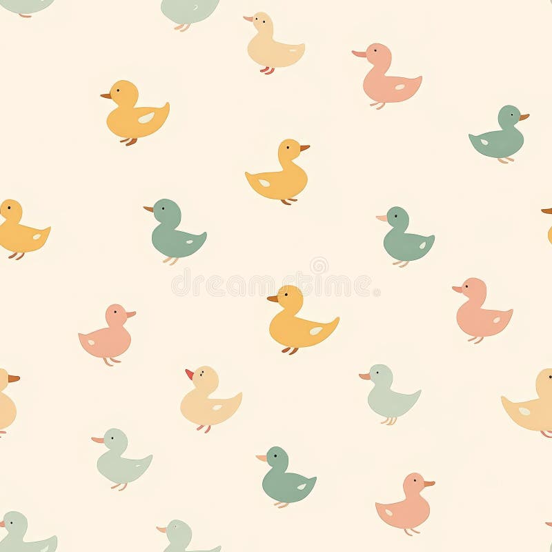 A Cute Duckling Pattern with Tiny Pastel-colored Ducks Waddling Across ...