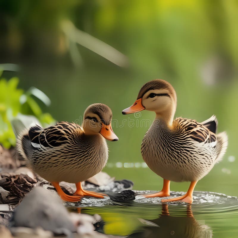 Cute Ducks Living in Nature - Generated by Ai Stock Illustration ...