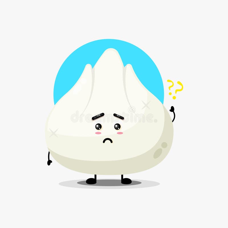 Cute Dumpling Character Confused Stock Vector - Illustration of doodle ...