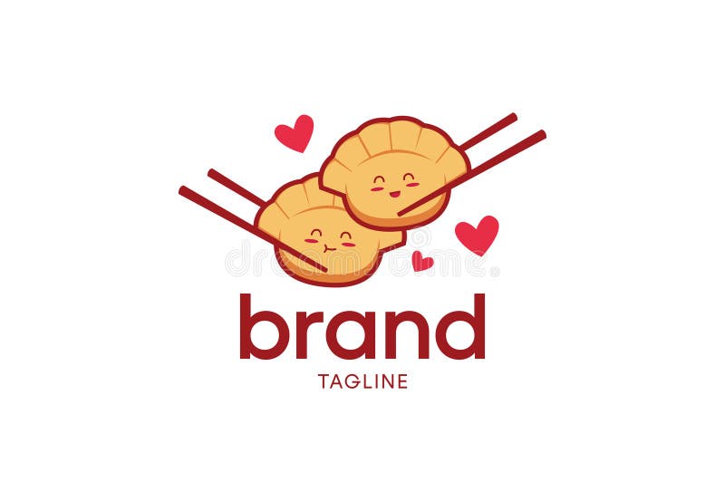 Cute Dumpling Character Logo with Chopsticks Stock Vector ...