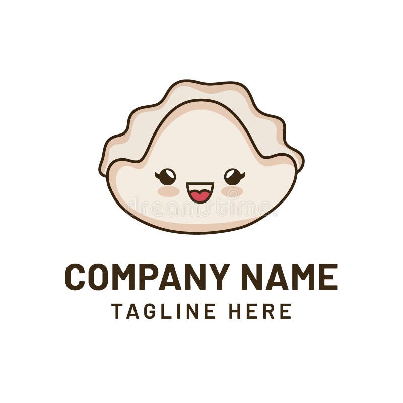 Cute Dumpling Logo Design with Cartoon Face Expression Stock Vector ...
