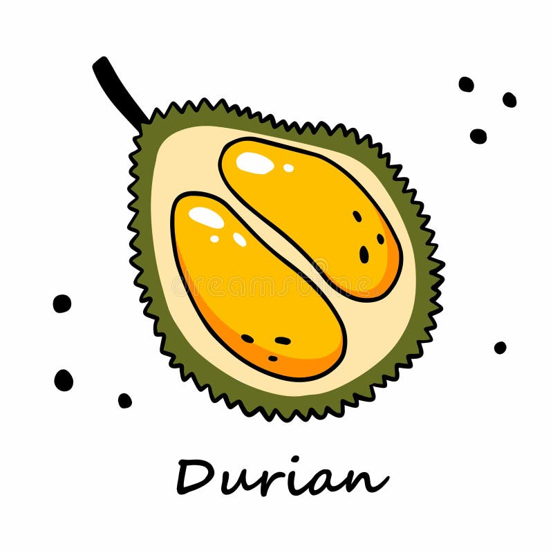 Cute Durian. Hi, I`m a Fruit. Greeting Card or Poster for Children`s ...
