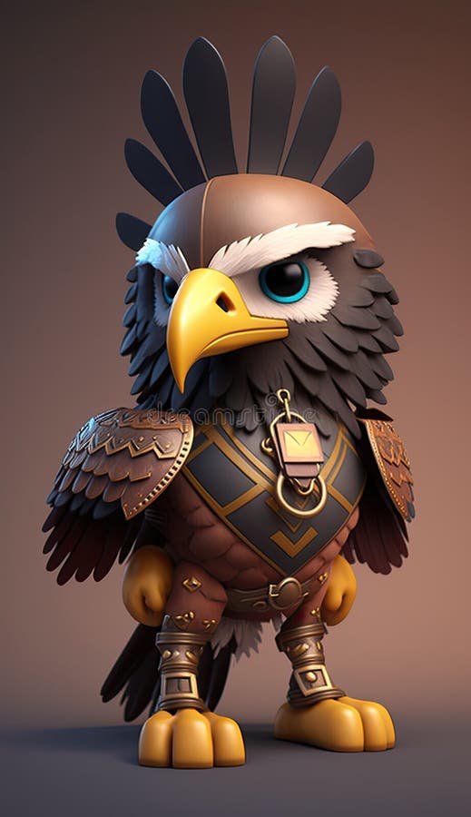 Cute Eagle Animal Warrior 3D Game Model Generative AI Stock ...